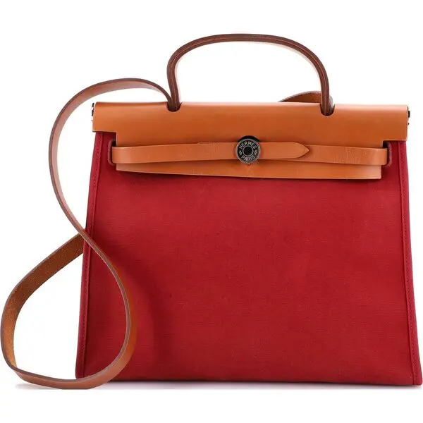 Hermès Herbag Zip Leather And Toile 31 - Red
