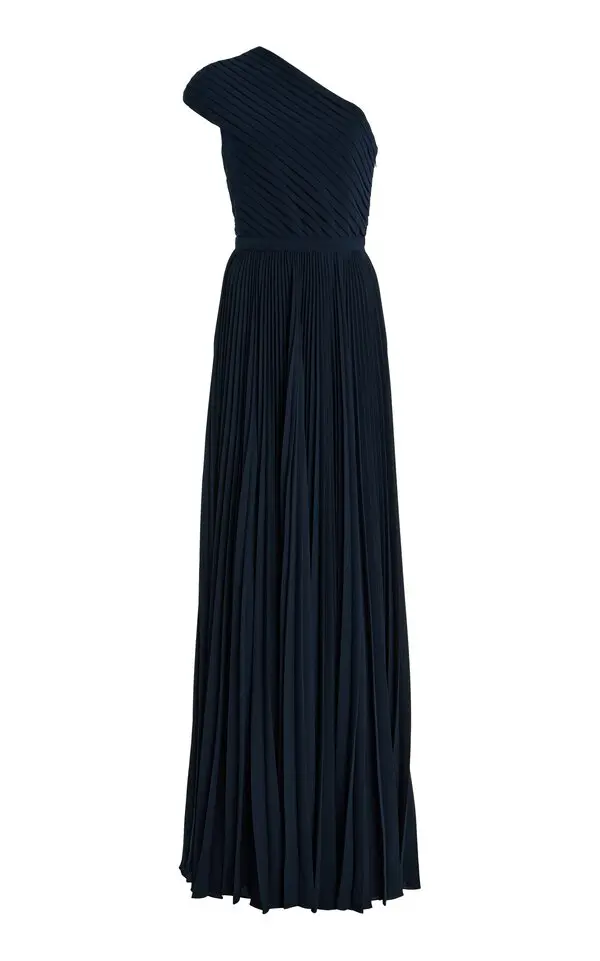 Michael Kors One-shoulder Pleated Gown