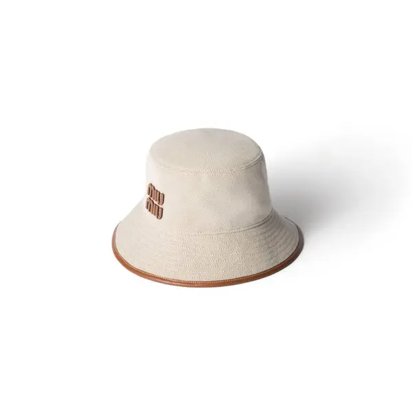 Miu Miu Canvas And Leather Bucket Hat - Beige/brandy