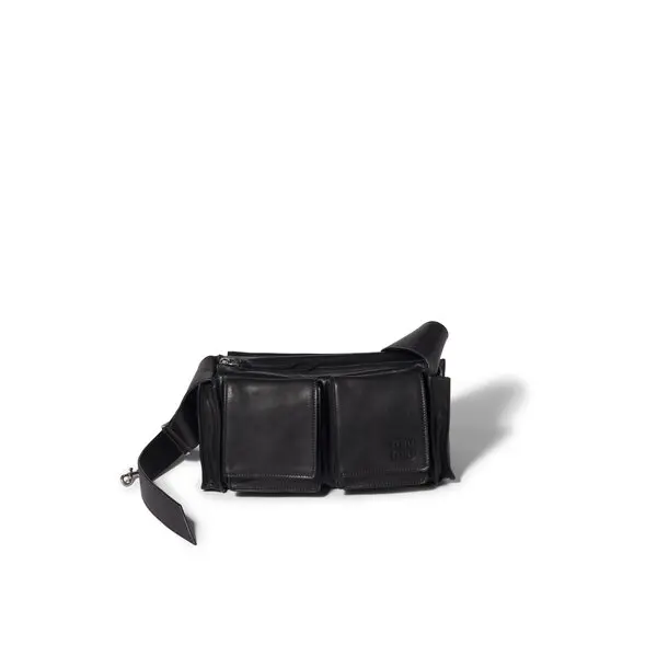 Miu Miu Utilitiare Nappa Leather Shoulder Bag - Black