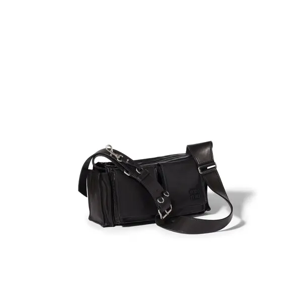 Miu Miu Utilitiare Nappa Leather Shoulder Bag - Black