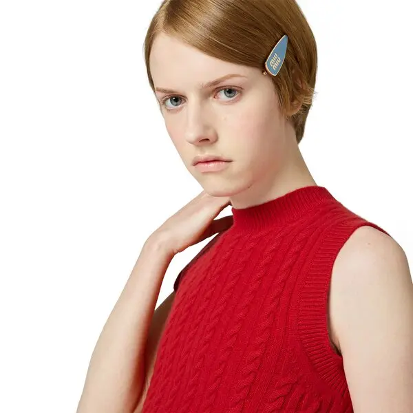 Miu Miu Enameled Metal Hair Clip - Light Blue