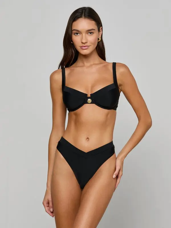 L'Agence Adrienne Bikini Top - Black/gold Coin