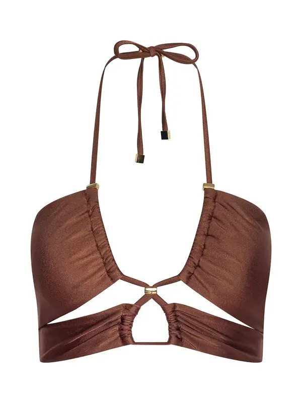 L'Agence Sirena Halter Bikini Top - Bronze Shimmer