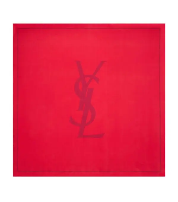 Saint Laurent Silk Cassandre Scarf - Red