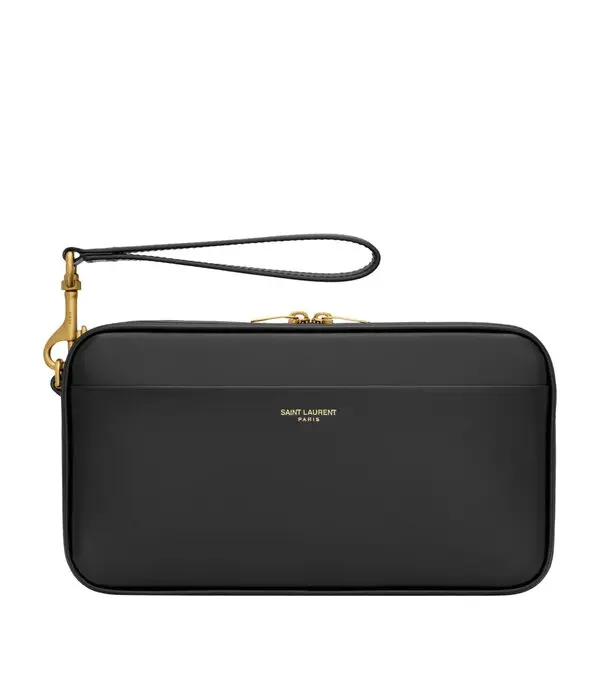 Saint Laurent Leather Logo Pouch - Black