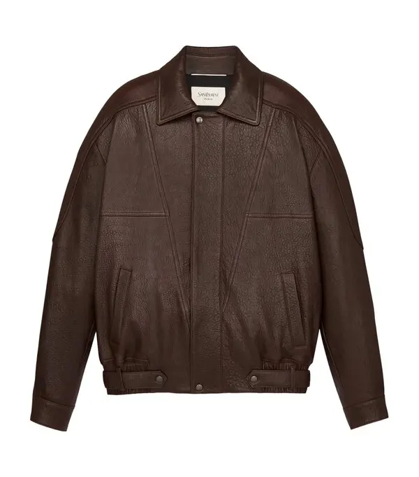 Saint Laurent Bubbled Leather Jacket - Brown