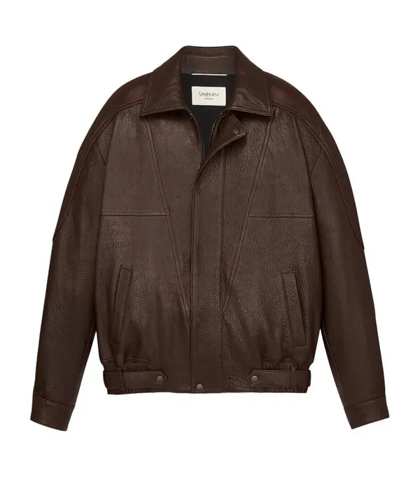 Saint Laurent Bubbled Leather Jacket - Brown