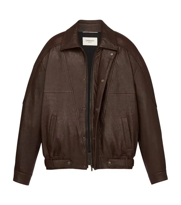 Saint Laurent Bubbled Leather Jacket - Brown