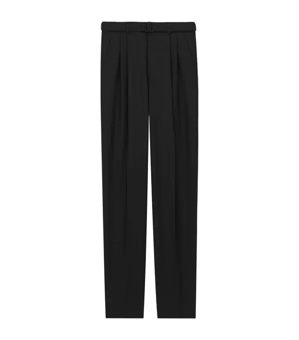 Saint Laurent Wool Pleated Trousers - Black
