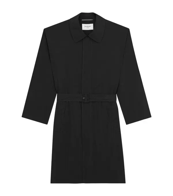 Saint Laurent Water-repellent Trench Coat - Black