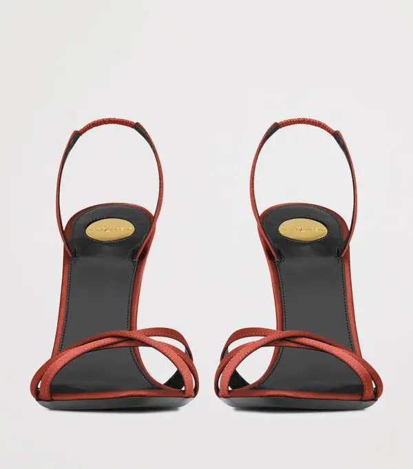 Saint Laurent Satin Kate Stiletto High Heel Sandals - Red