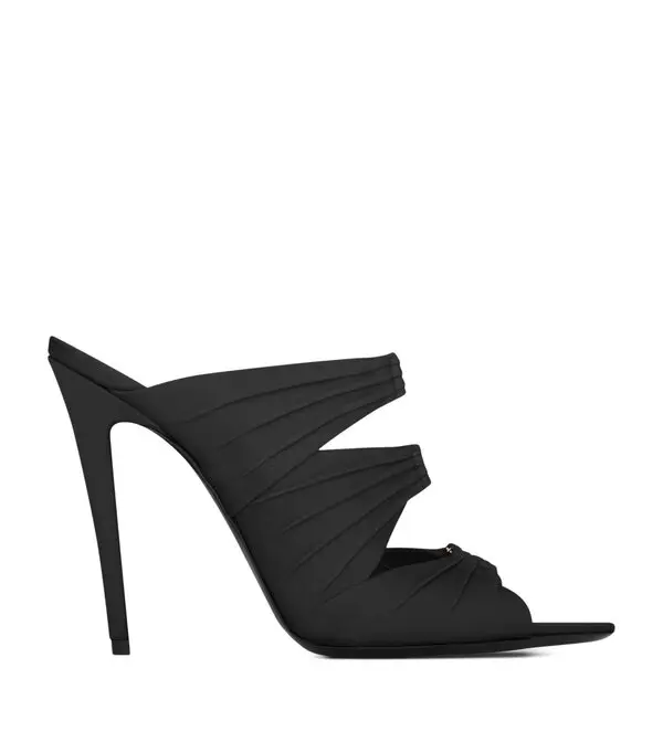 Saint Laurent Satin Crepe Emilie Mules - Black