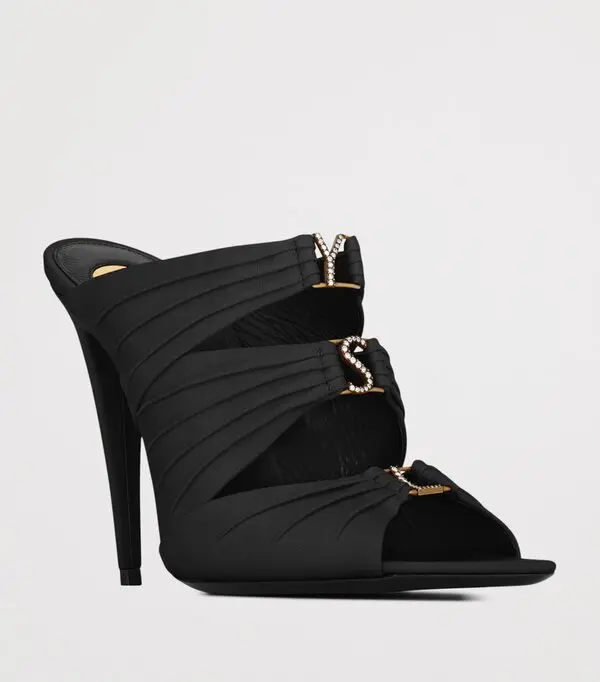 Saint Laurent Satin Crepe Emilie Mules - Black