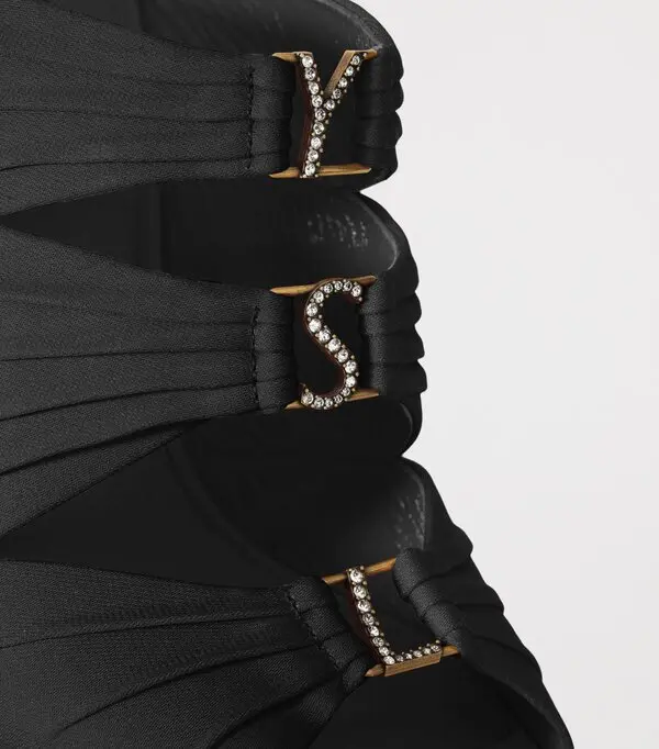 Saint Laurent Satin Crepe Emilie Mules - Black