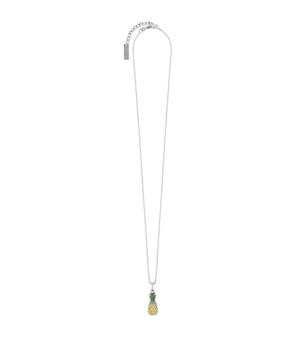 Saint Laurent Enamelled Pineapple Necklace - Black