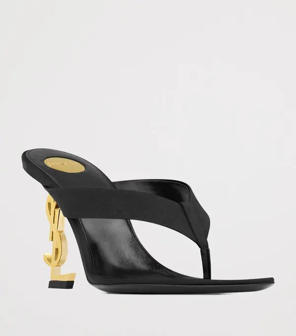 Saint Laurent Satin Crepe Opyum Sandals - Black
