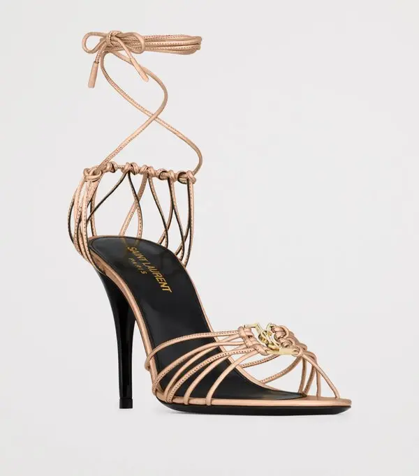 Saint Laurent Babylone 90 Metallic Leather Sandals