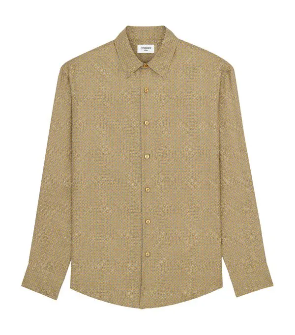 Saint Laurent Silk Geometric Print Shirt