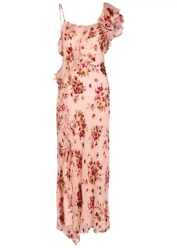 Rixo Ester Floral Print Ruffled Maxi Dress