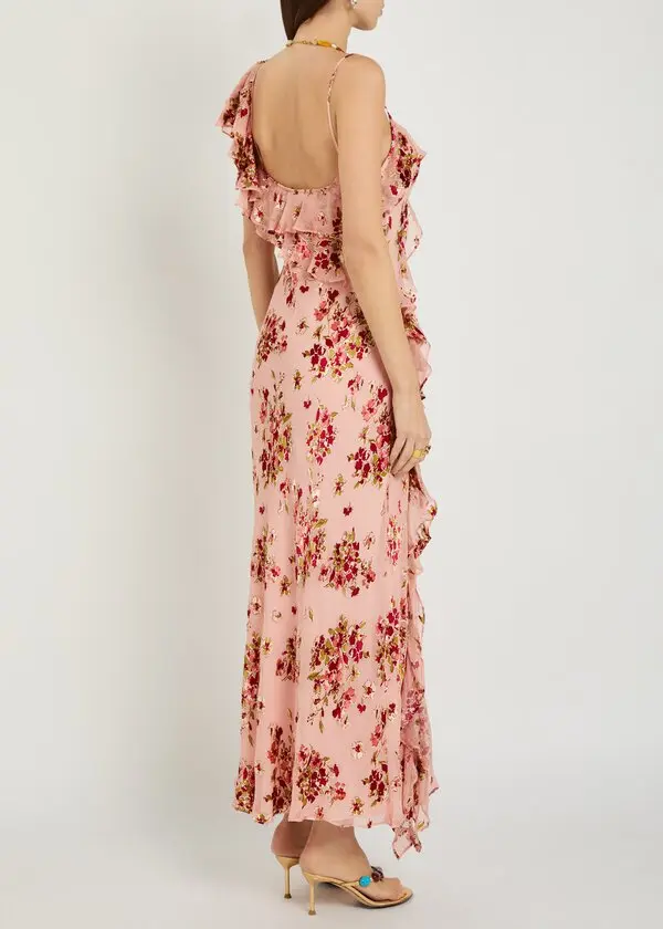 Rixo Ester Floral Print Ruffled Maxi Dress
