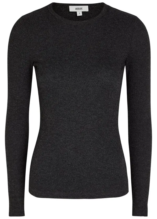 AGOLDE Delphi Long Sleeve Knit Top - Black