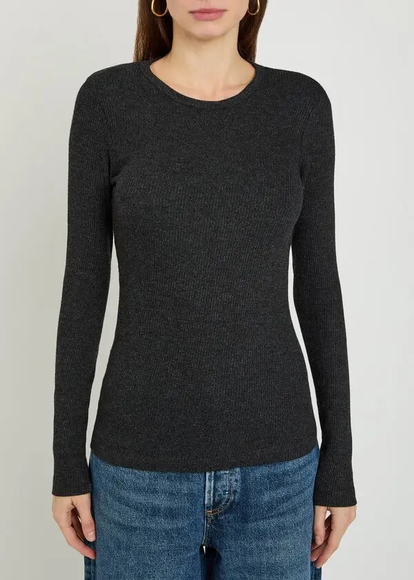 AGOLDE Delphi Long Sleeve Knit Top - Black