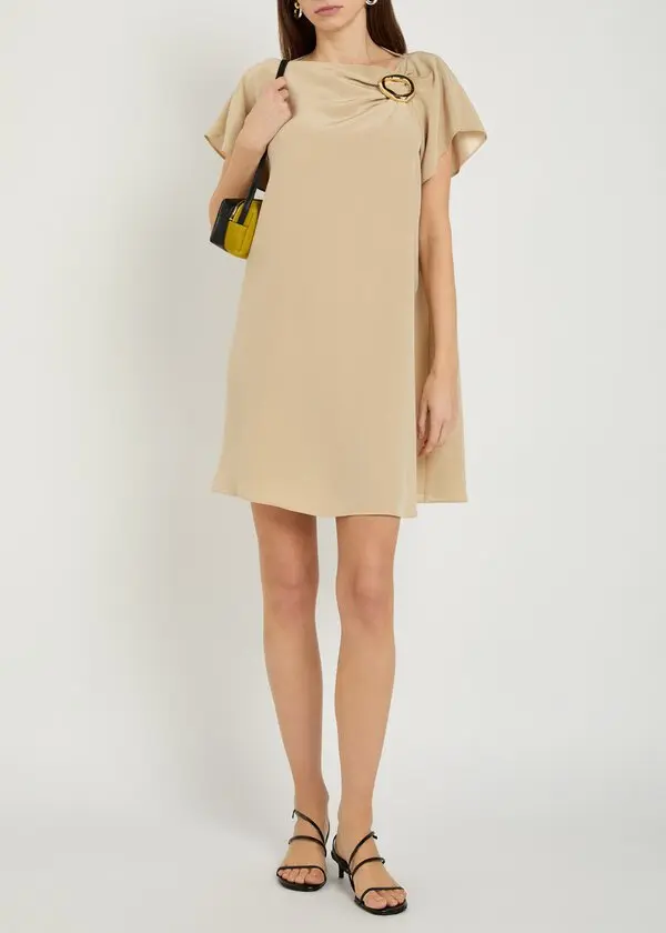 JOSEPH Anika Satin-twill Mini Dress - Beige