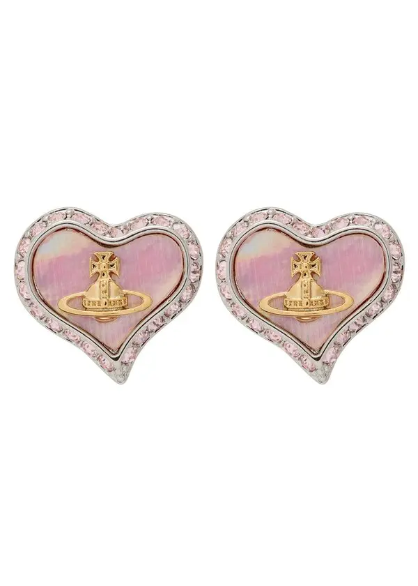 VIVIENNE WESTWOOD Petra Heart Crystal-embellished Stud Earrings - Pink
