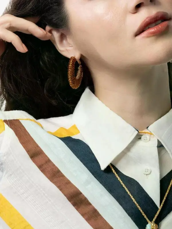Gas Bijoux Izzia Beaded Hoop Earrings - Gold