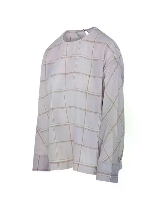 FORTE_FORTE Plaid-pattern Blouse - Purple