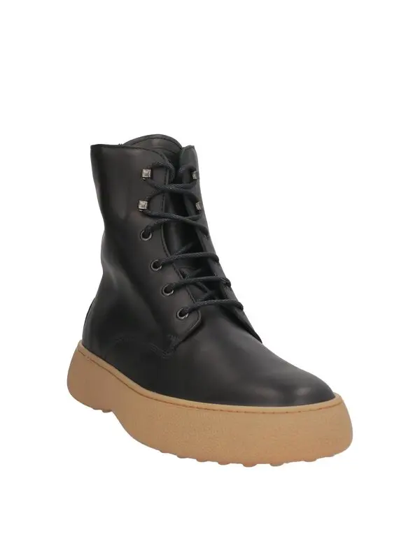 TOD'S Leather Lace-up Ankle Boots - Black