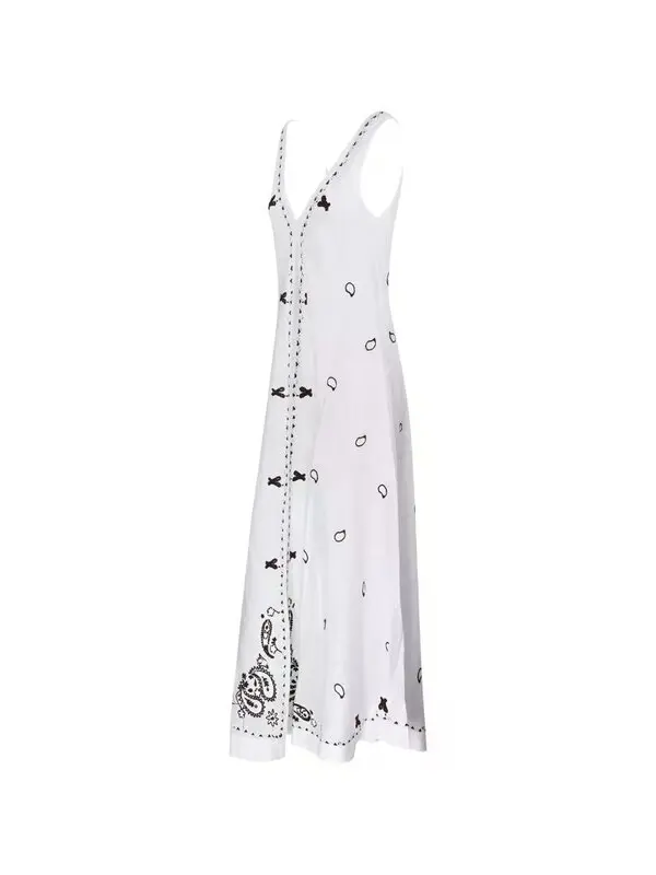 P.a.r.o.s.h Embroidered Linen Midi Dress