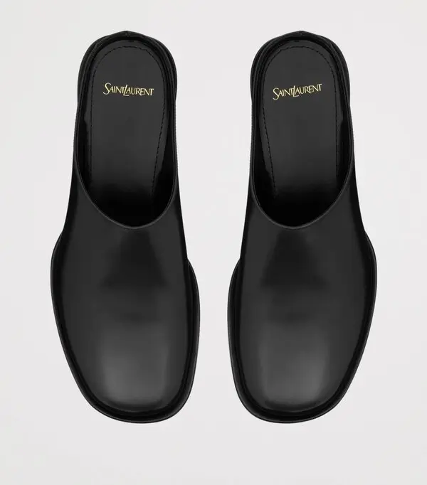 Saint Laurent Leather Angus Mules - Black