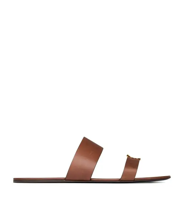 Saint Laurent Leather Babylone Sandals - Burgundy