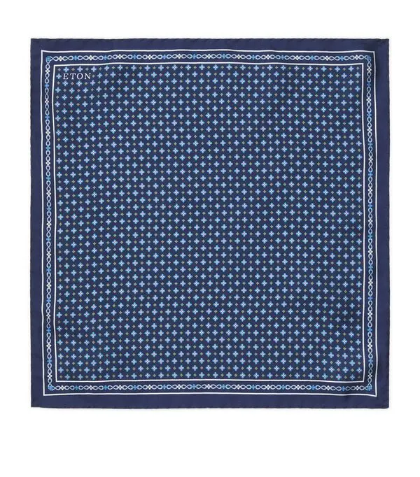 Eton Silk Floral Pocket Square - Navy