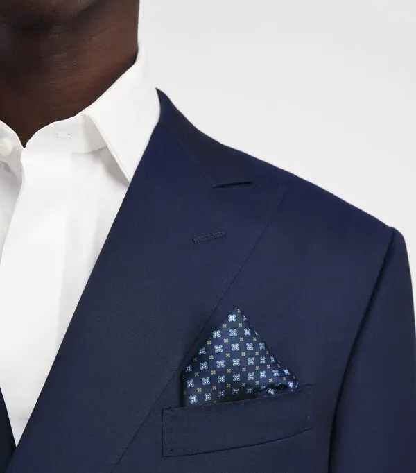 Eton Silk Floral Pocket Square - Navy