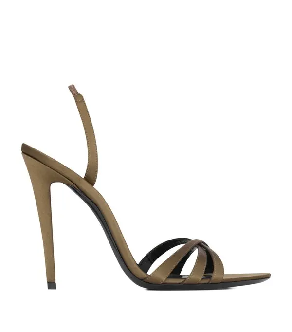 Saint Laurent Satin Kate 110 Sandals - Brown