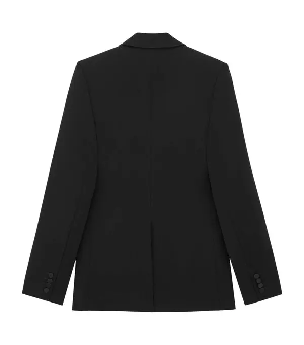 Saint Laurent Wool Satin-detail Tuxedo Jacket - Black
