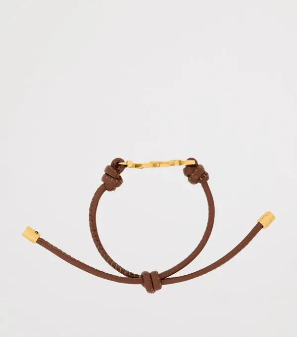 Saint Laurent Leather Cassandre Bracelet - Beige