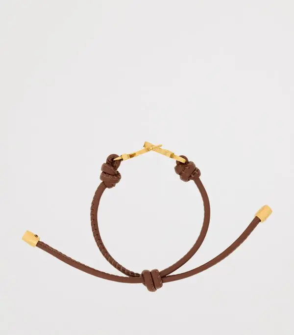 Saint Laurent Leather Cassandre Bracelet - Beige