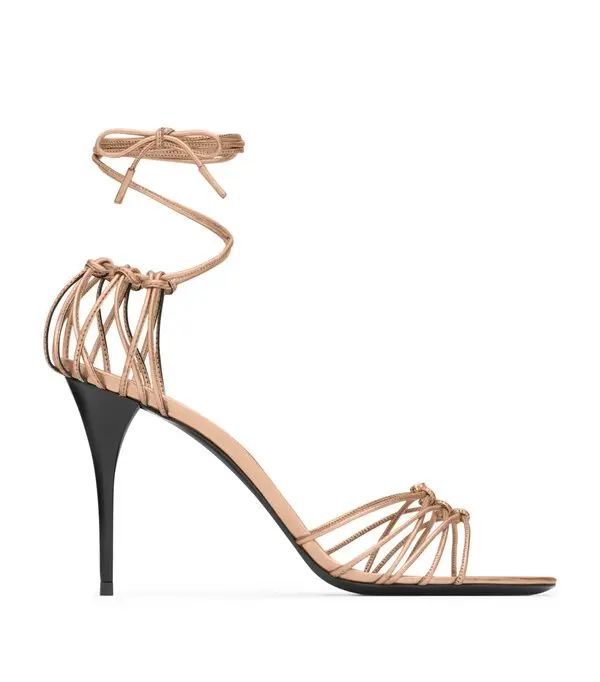 Saint Laurent Babylone 90 Metallic Leather Sandals - Pink