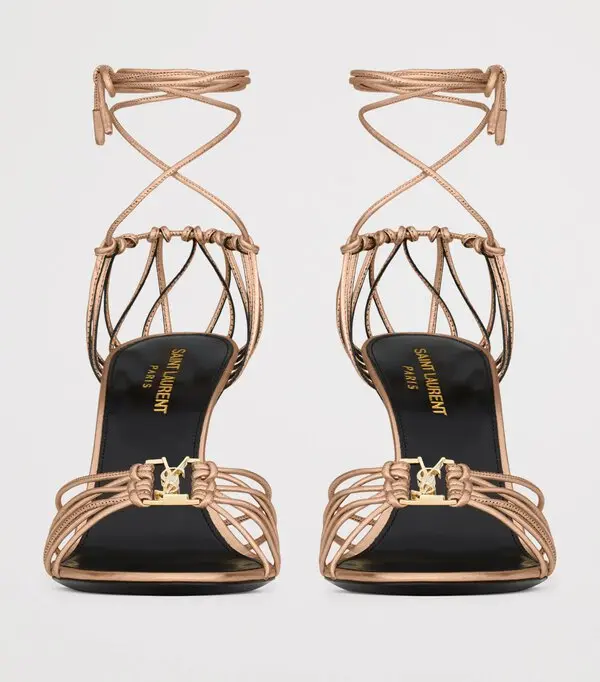 Saint Laurent Babylone 90 Metallic Leather Sandals - Pink
