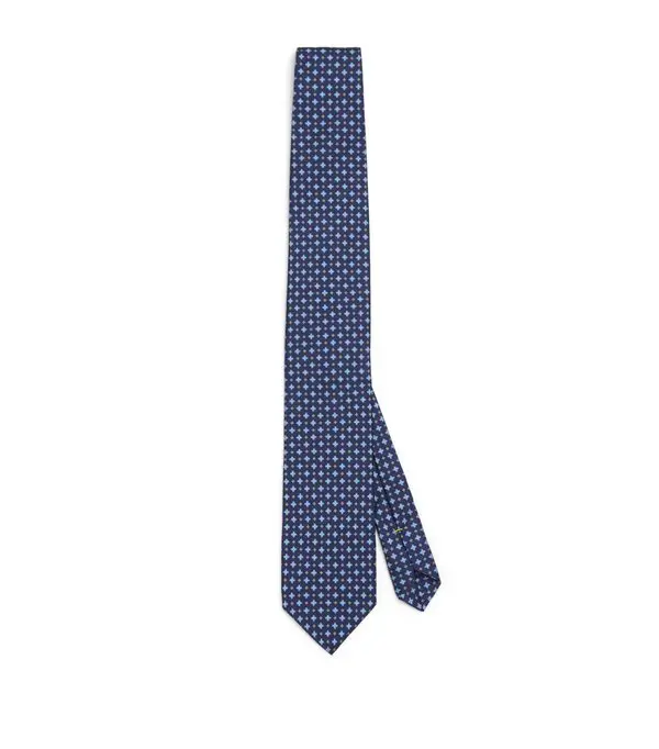 Eton Floral Silk Necktie - Navy