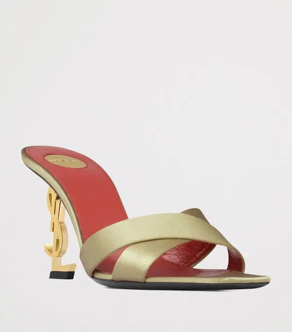 Saint Laurent Satin Opyum Mules With Cassandre Heel