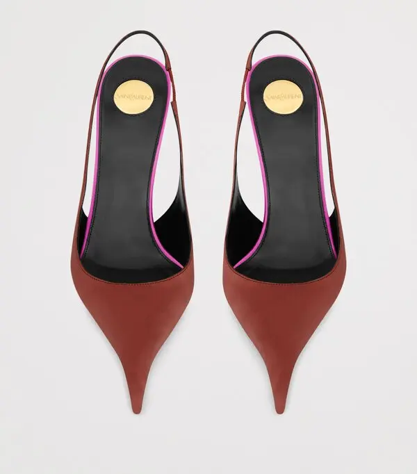 Saint Laurent Satin Deroche Slingback Pumps - Red
