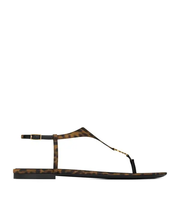 Saint Laurent Leopard Print Cassandra Sandals