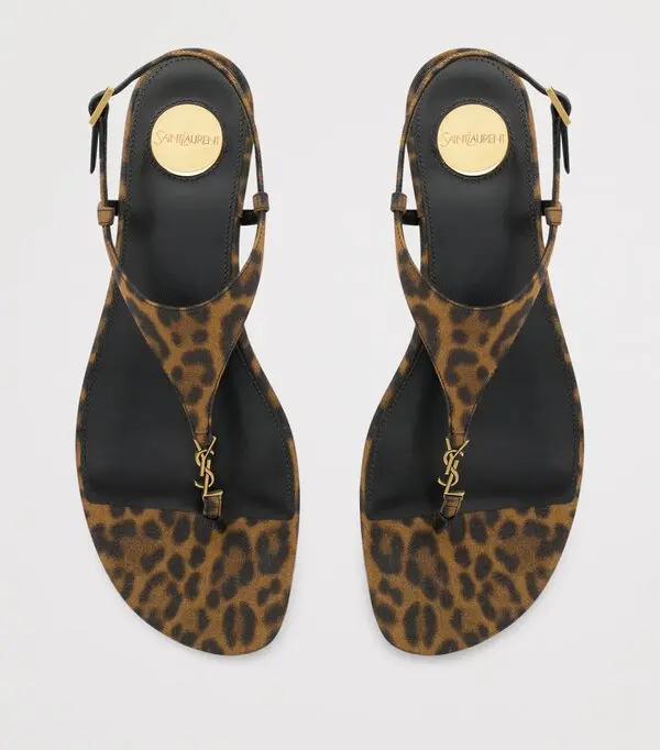 Saint Laurent Leopard Print Cassandra Sandals