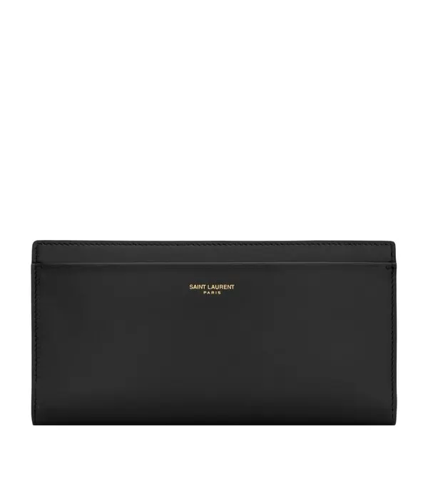 Saint Laurent Large Leather Zip-around Wallet - Black