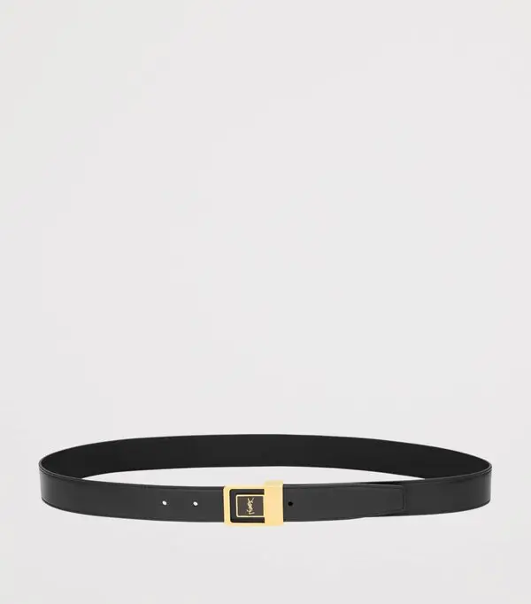 Saint Laurent Leather Logo Belt - Black